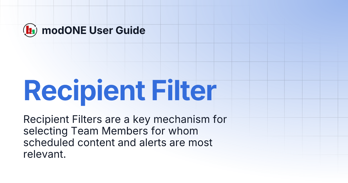 Recipient Filter | modONE User Guide
