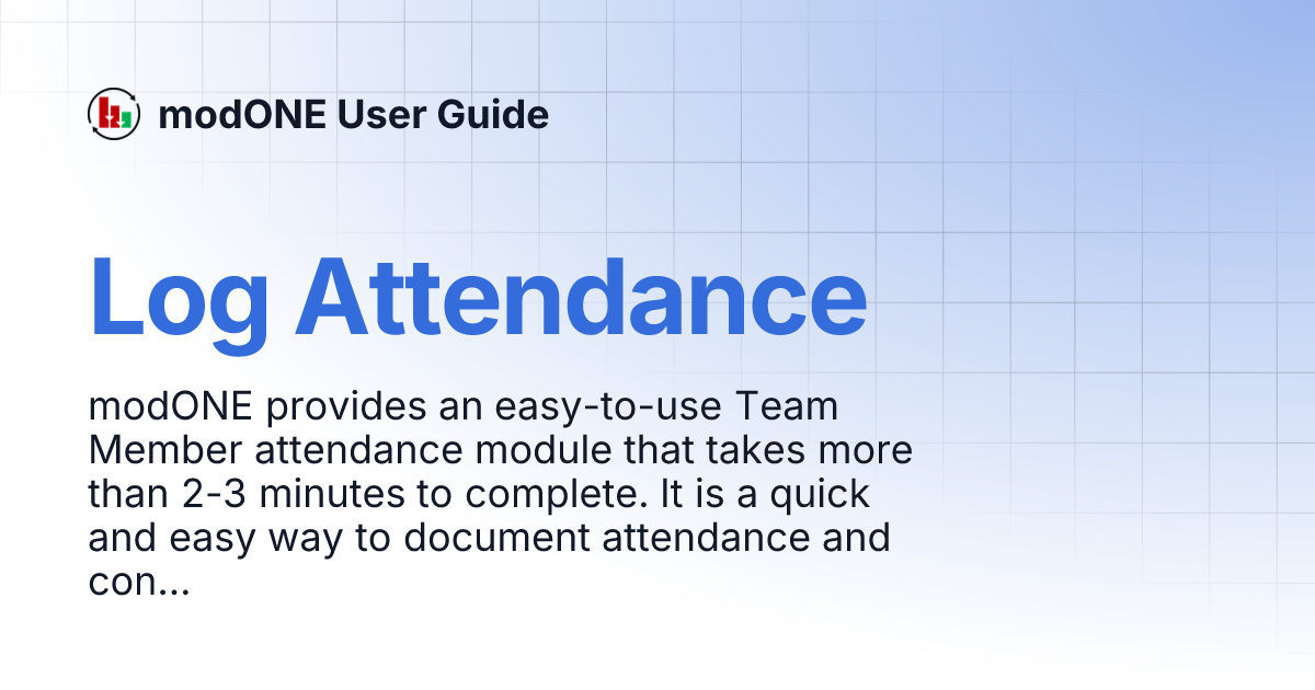 Log Attendance | modONE User Guide