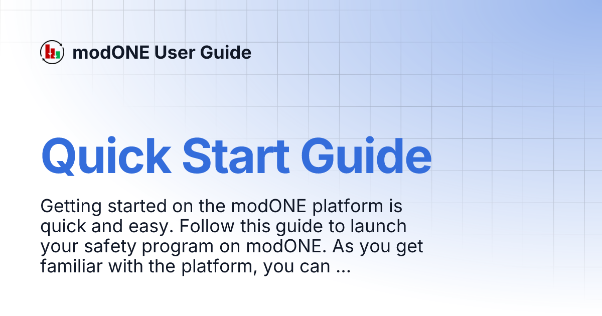 Quick Start Guide | modONE User Guide