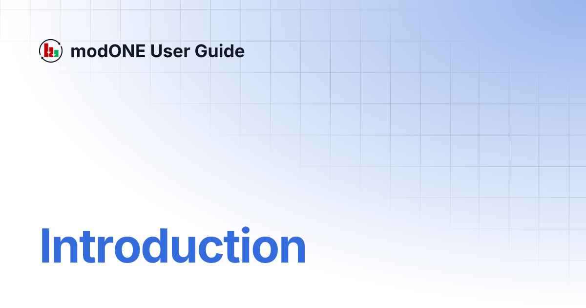 Introduction | modONE User Guide