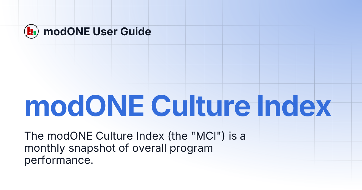 modONE Culture Index | modONE User Guide