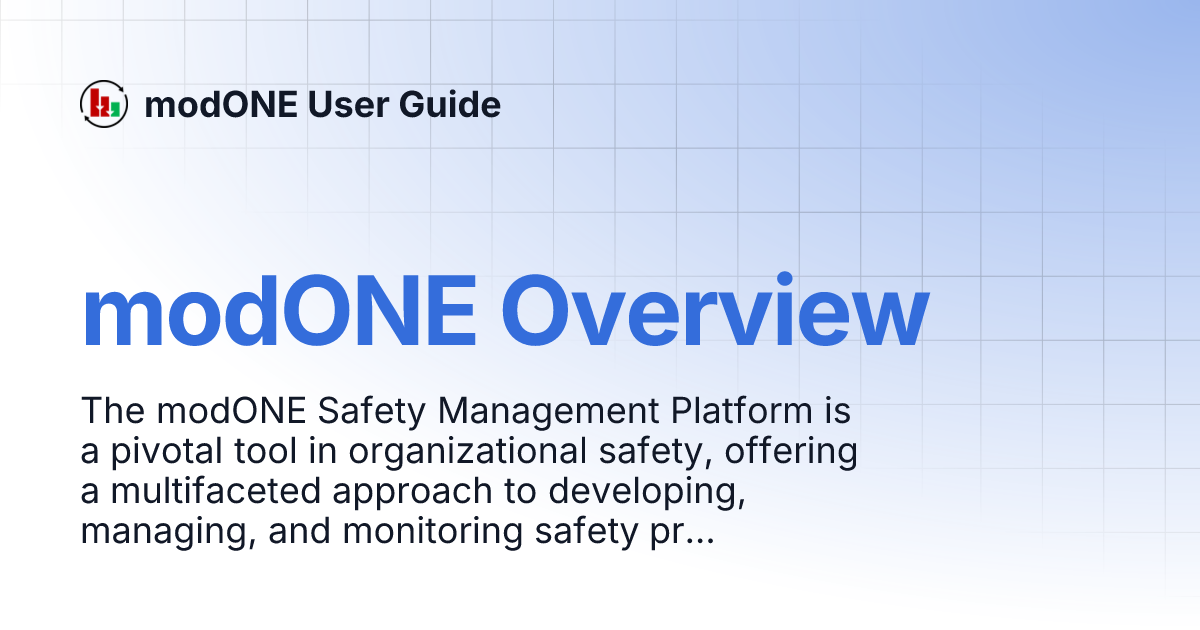 modONE Overview | modONE User Guide