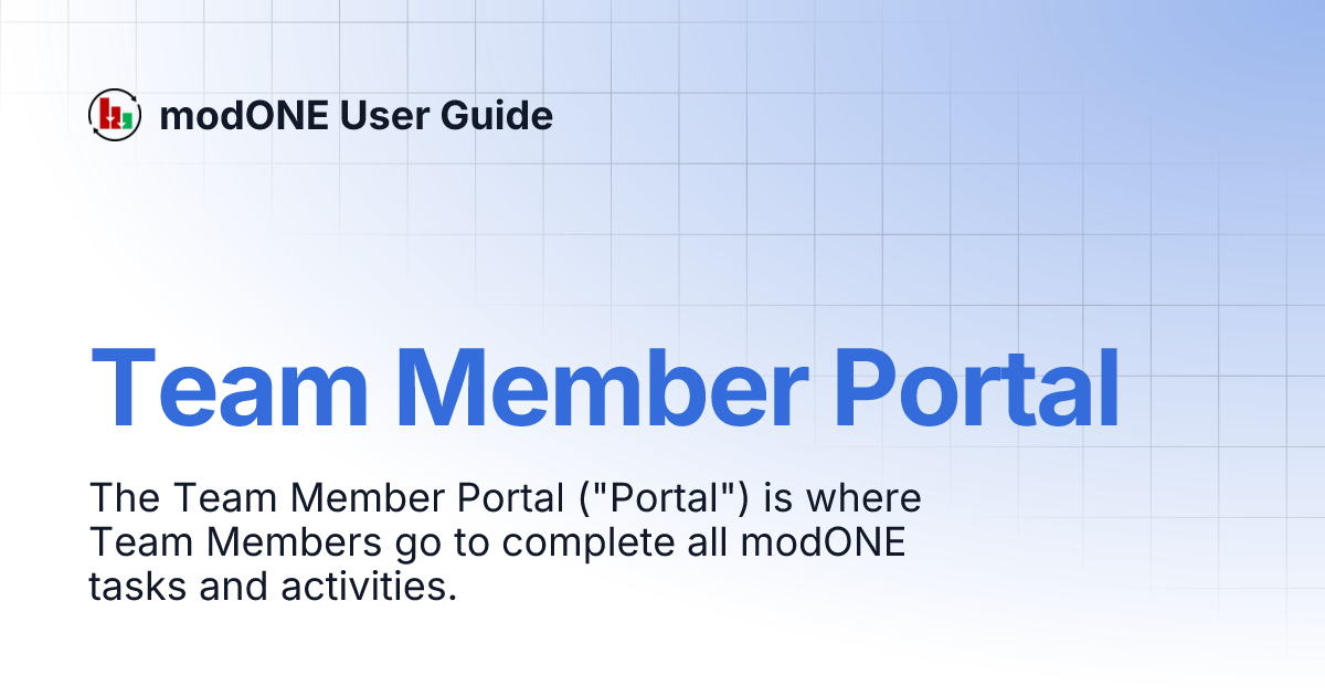Team Member Portal | modONE User Guide